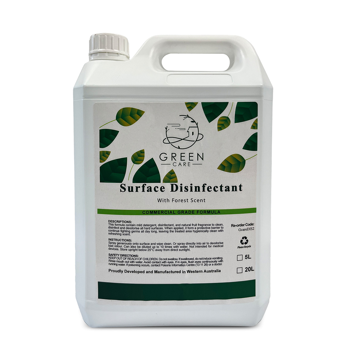 GreenCare Surface Disinfectant, Food Safe, Concentrate 1:100 Dilution ...