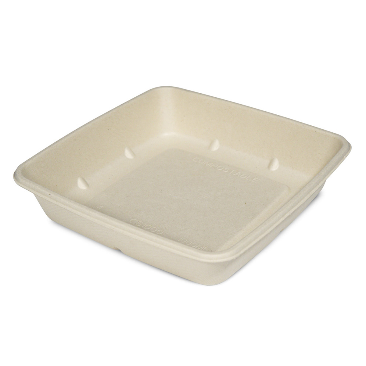 Sugarcane 1 Compartment Square Bento Box | ECO friendly | Natural Green ...