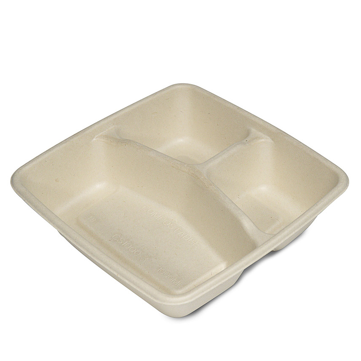 Sugarcane 3 Compartment Square Bento Box | ECO friendly | Natural Green ...