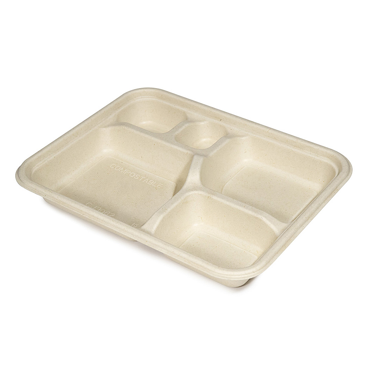 Sugarcane 5 Compartment Square Bento Box | ECO friendly | Natural Green ...