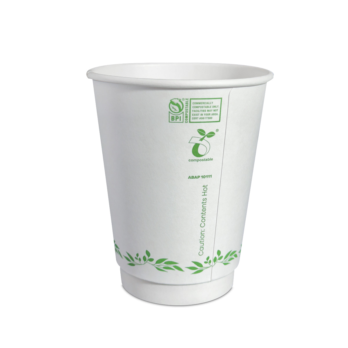 12oz PLA Double Wall Coffee Cup White | ECO friendly | Natural Green ...