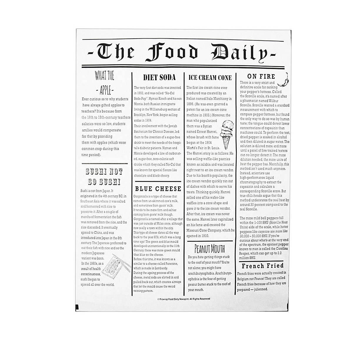 News Printing Paper Greaseproof Paper "Food Daily" Newspaper pattern ...