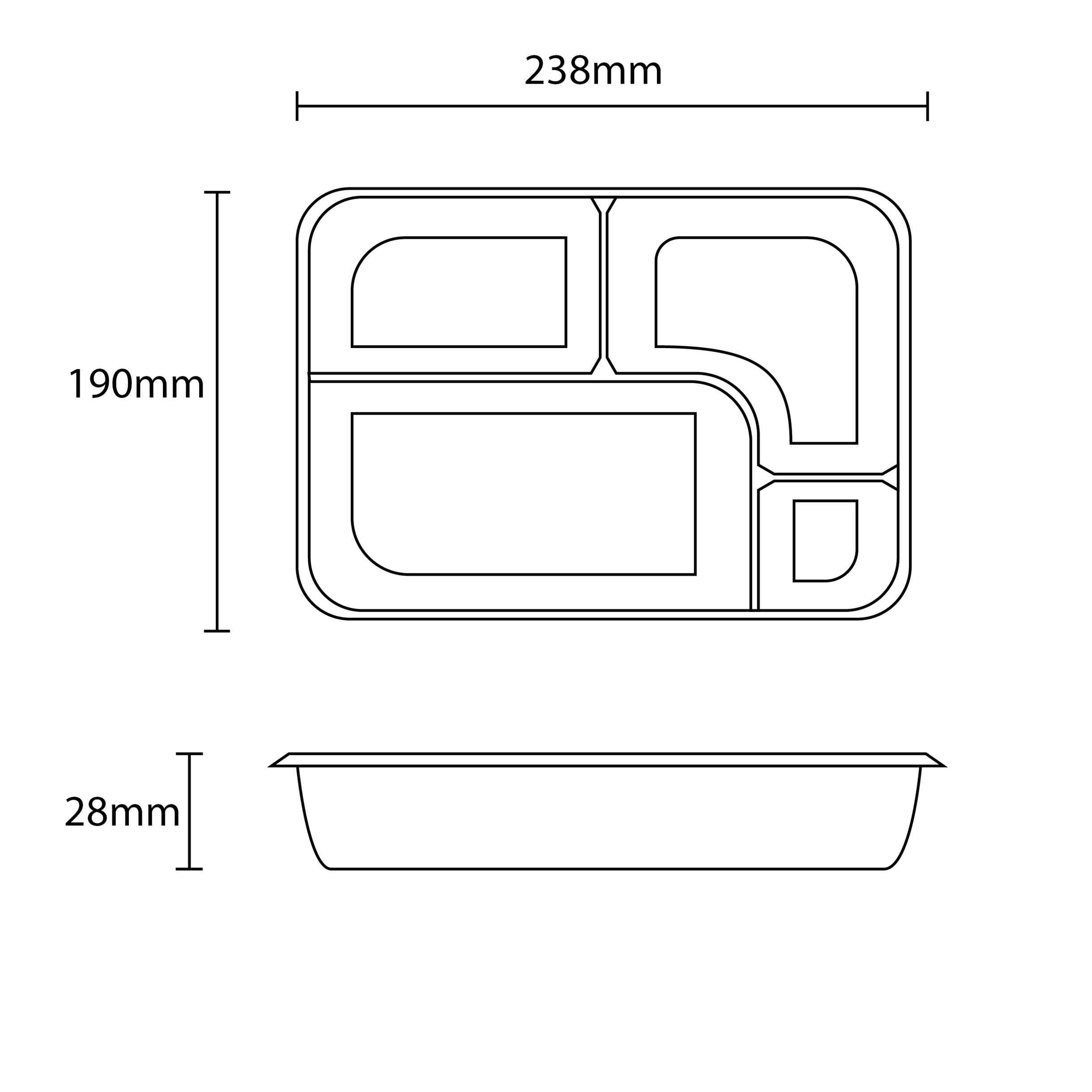 Sugarcane 4 Compartment Square Bento Box | ECO friendly | Natural Green ...