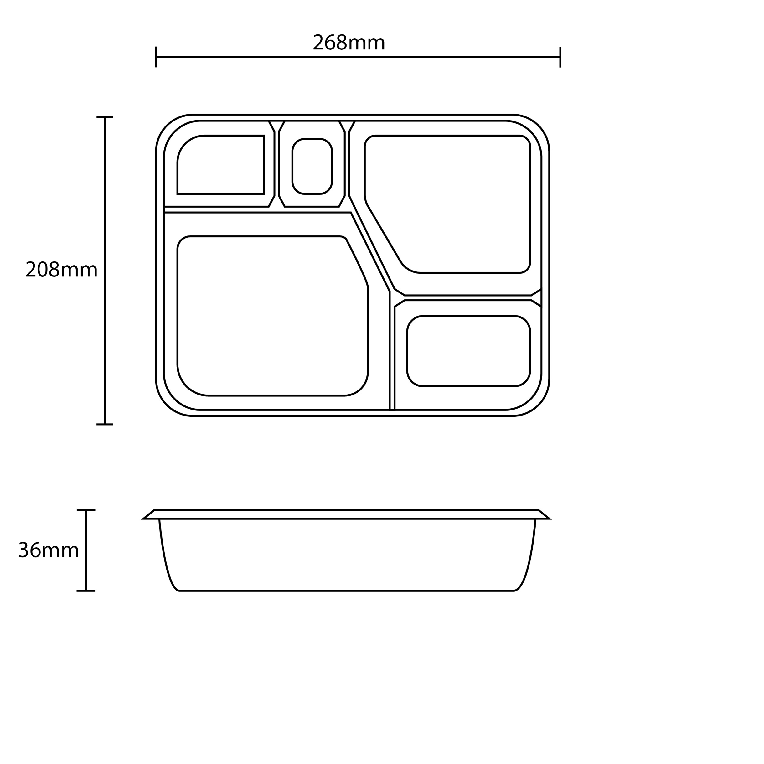 Sugarcane 5 Compartment Square Bento Box | ECO friendly | Natural Green ...